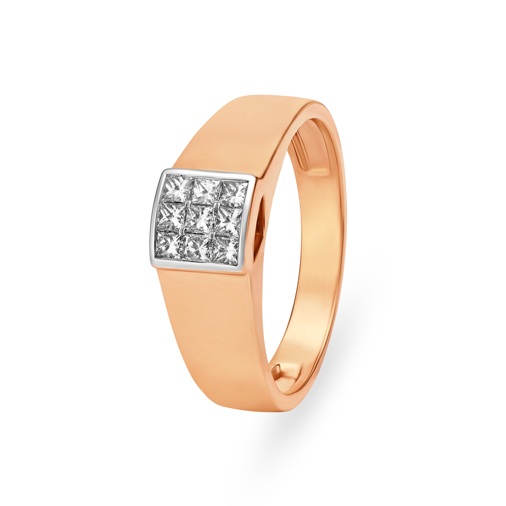 Buy Glorious 18 Karat Rose Gold And Diamond Square Ring at Best Price ...